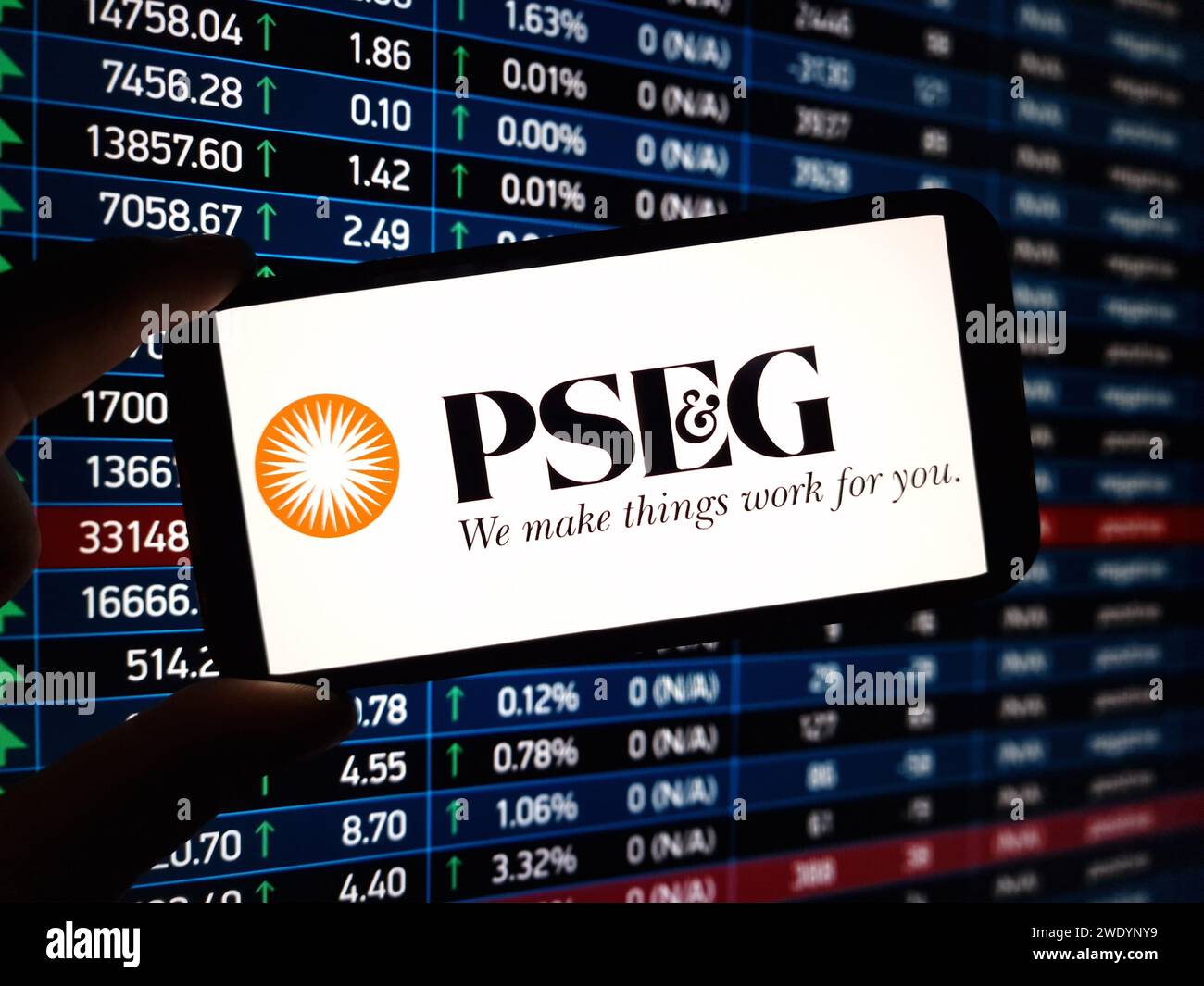 Konskie, Poland - January 22, 2024: PSEG company logo displayed on ...