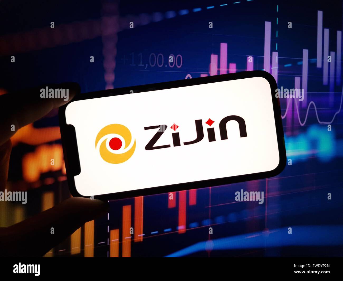 Konskie, Poland - January 22, 2024: Zijin Mining company logo displayed ...