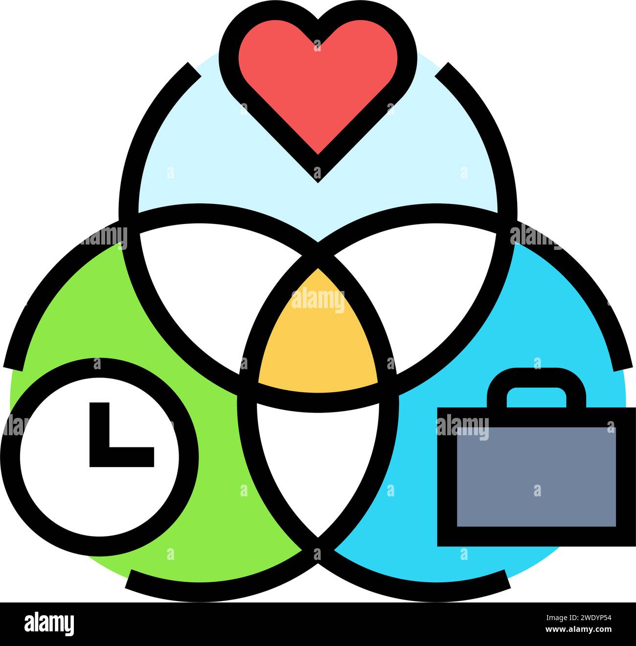 work life integration time management color icon vector illustration ...