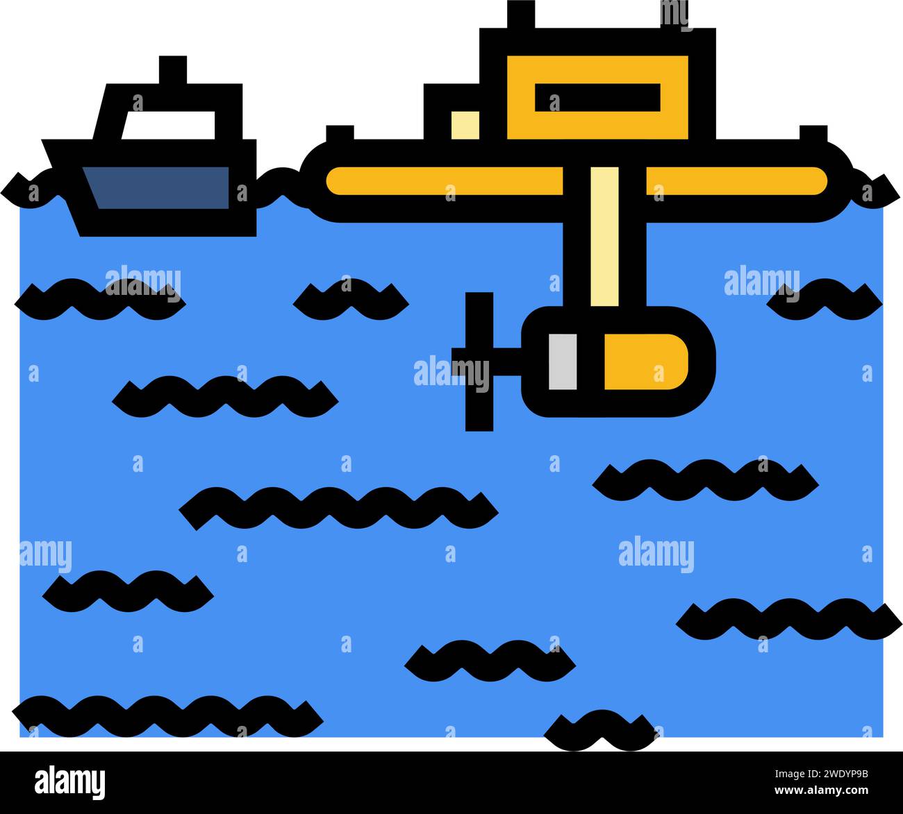 floating platform tidal power color icon vector. floating platform ...