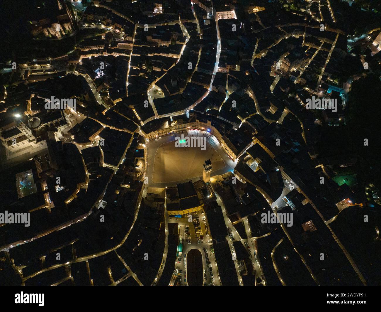 Aerial view of Siena cityscape at night, Siena, Tuscany, Italy Stock ...