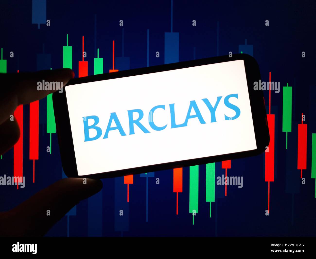 Konskie, Poland - January 22, 2024: Barclays company logo displayed on ...