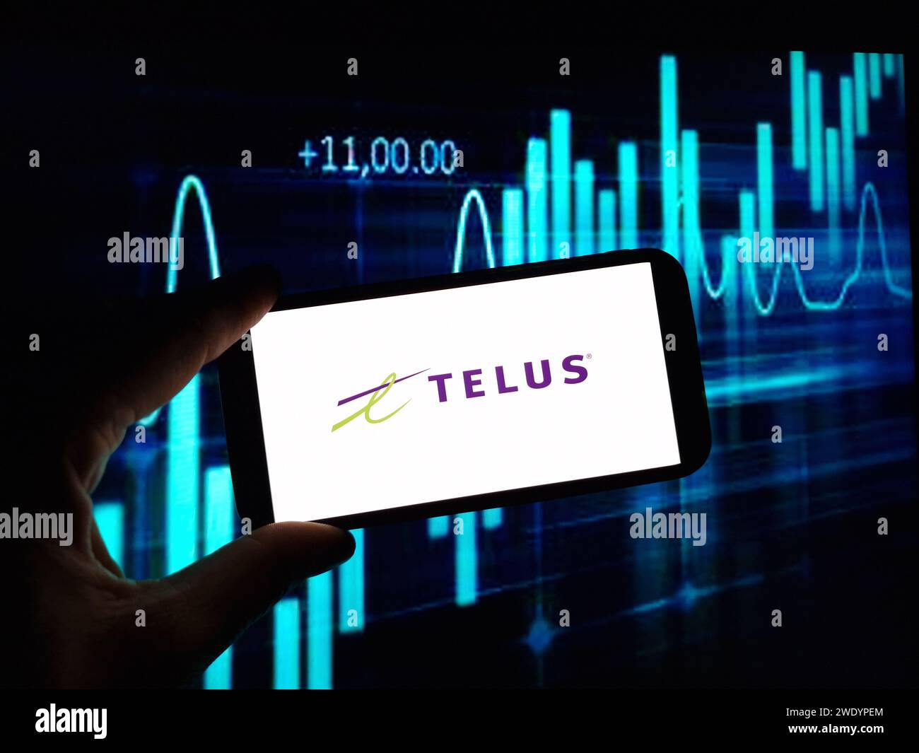 Konskie, Poland - January 22, 2024: Telus company logo displayed on mobile phone screen Stock ...