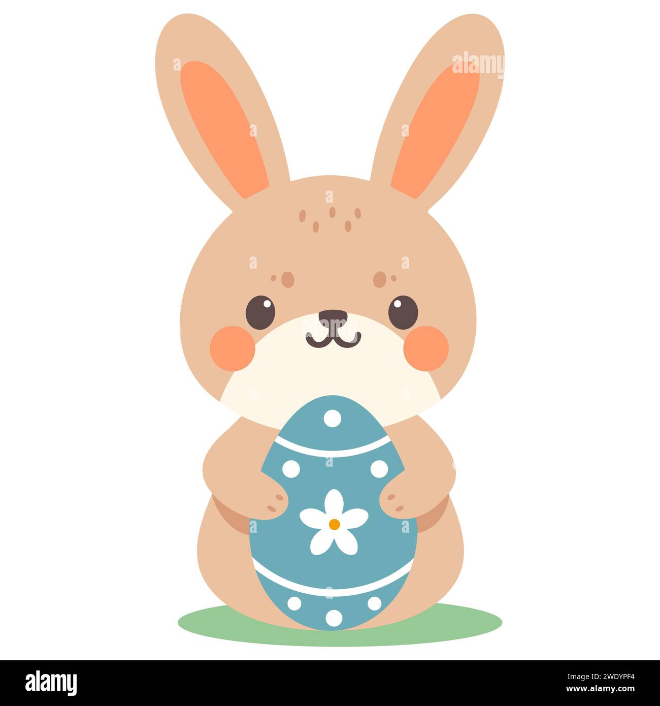 Cute rabbit with easter eggs. Happy Easter bunny, vector illustration ...