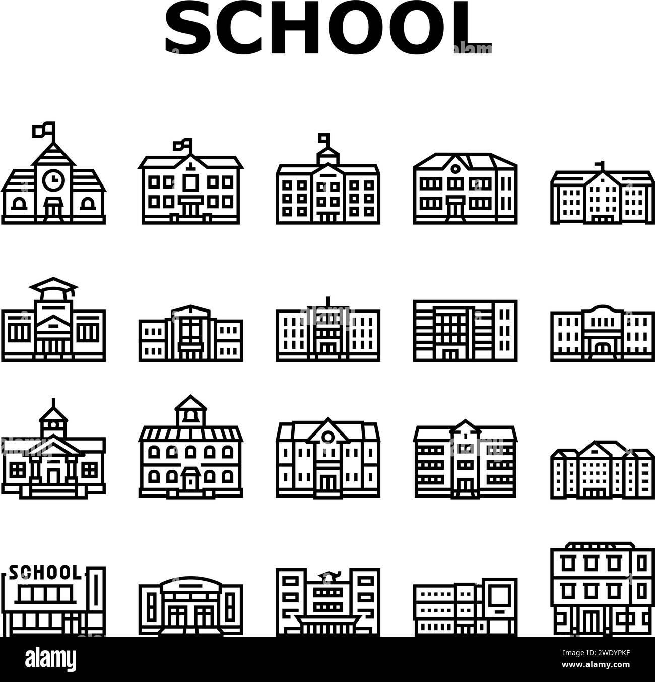 building school exterior modern icons set vector Stock Vector Image ... building school exterior modern icons set vector Stock Vector Image ...
