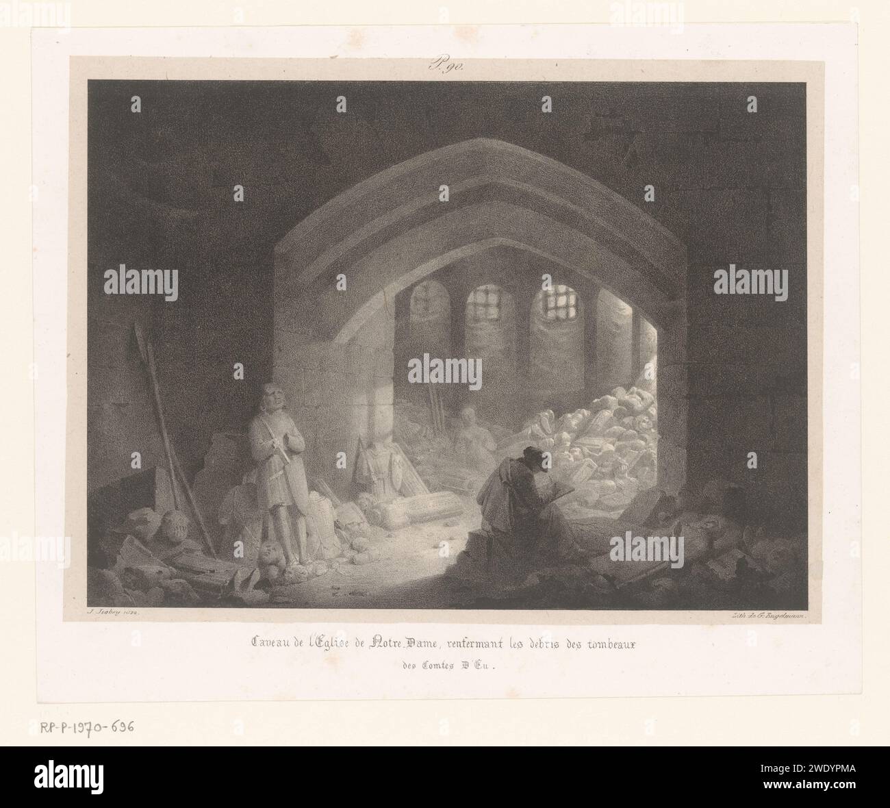 Crypt from Notre-Dame with rubble by Graven, Jean Baptiste Isabey, 1822 ...