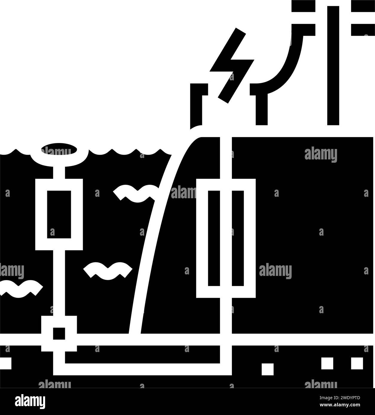 wave transmission tidal power glyph icon vector illustration Stock ...