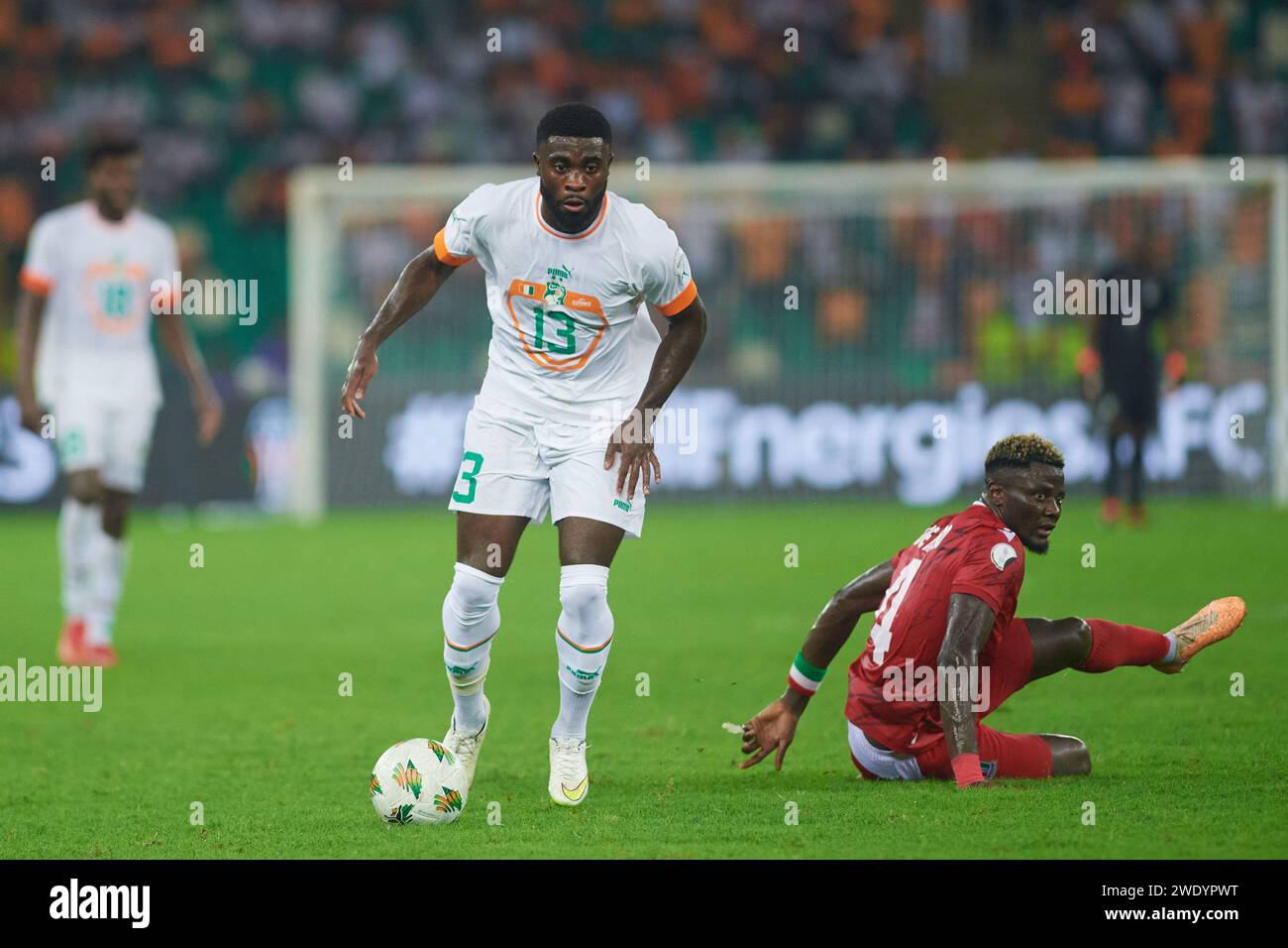 Federico Bikoro on the ground after a duel with Jérémie Boga Stock ...