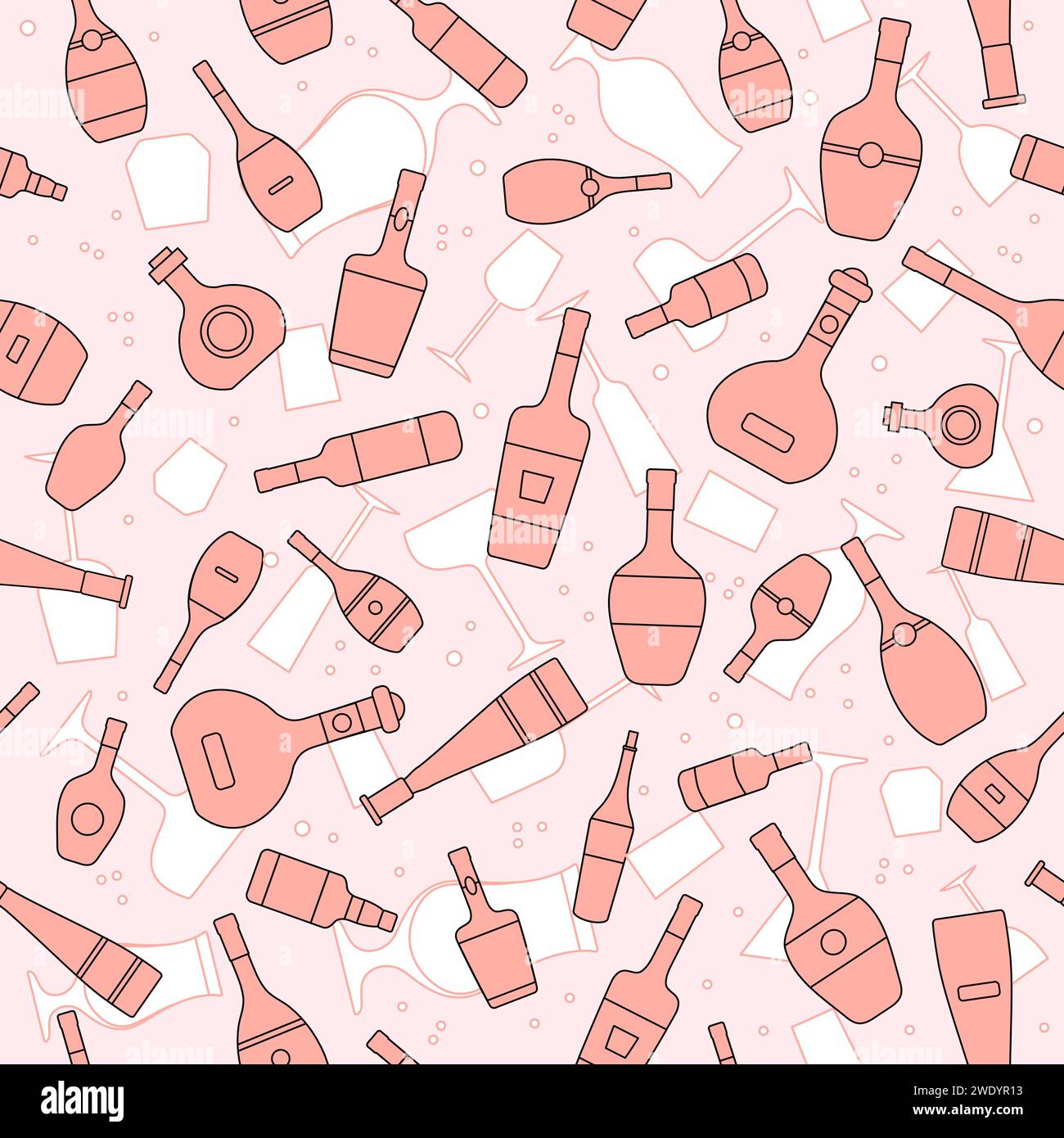 Seamless pattern Alcoholic drinks Bar Barman Menu of restaurant. Vector ...