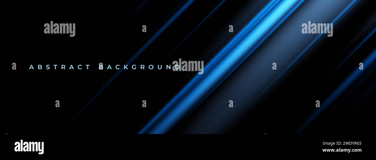 Black and blue modern abstract wide banner with diagonal lines. Vector ...