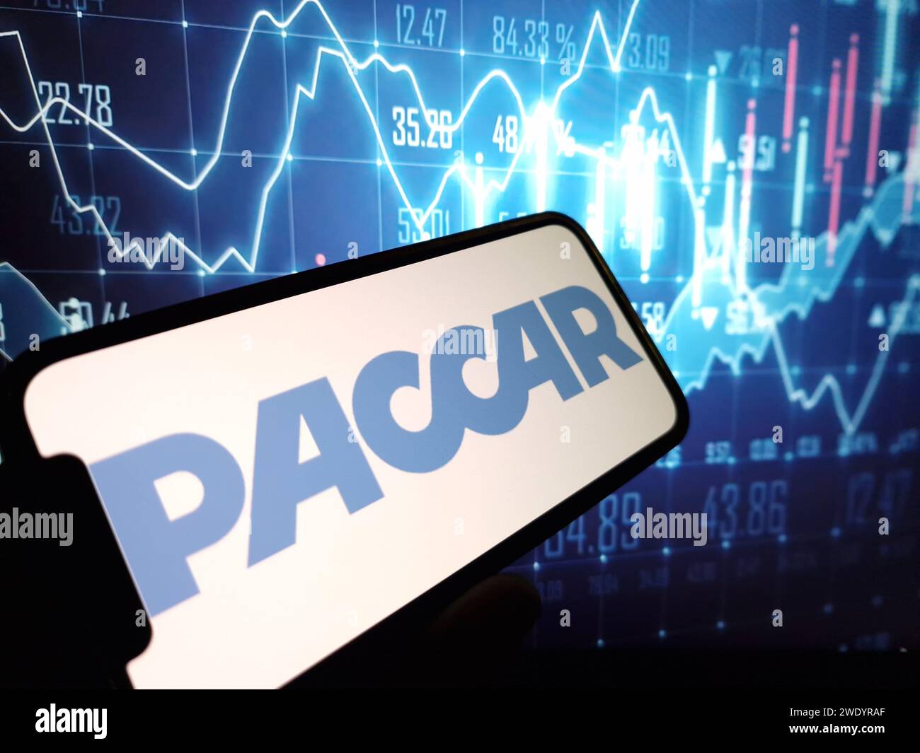 Konskie, Poland - January 22, 2024: Paccar company logo displayed on ...