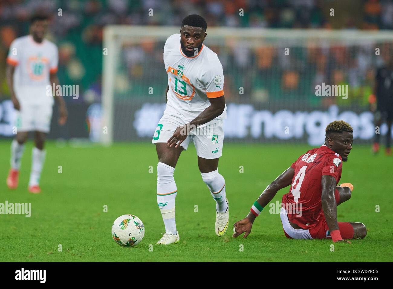Federico Bikoro on the ground after a duel with Jérémie Boga Stock ...