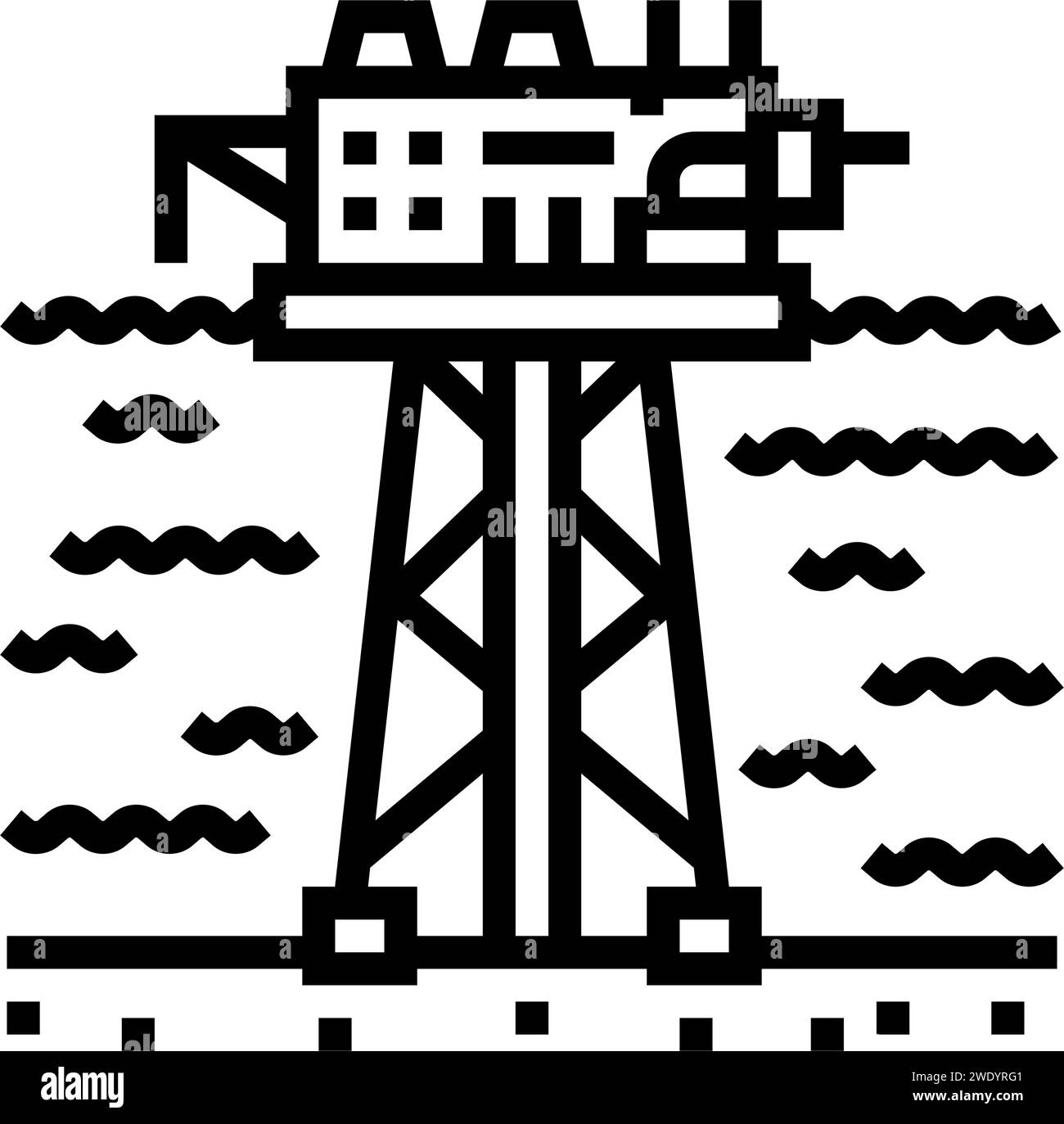 offshore drilling oil industry line icon vector illustration Stock ...