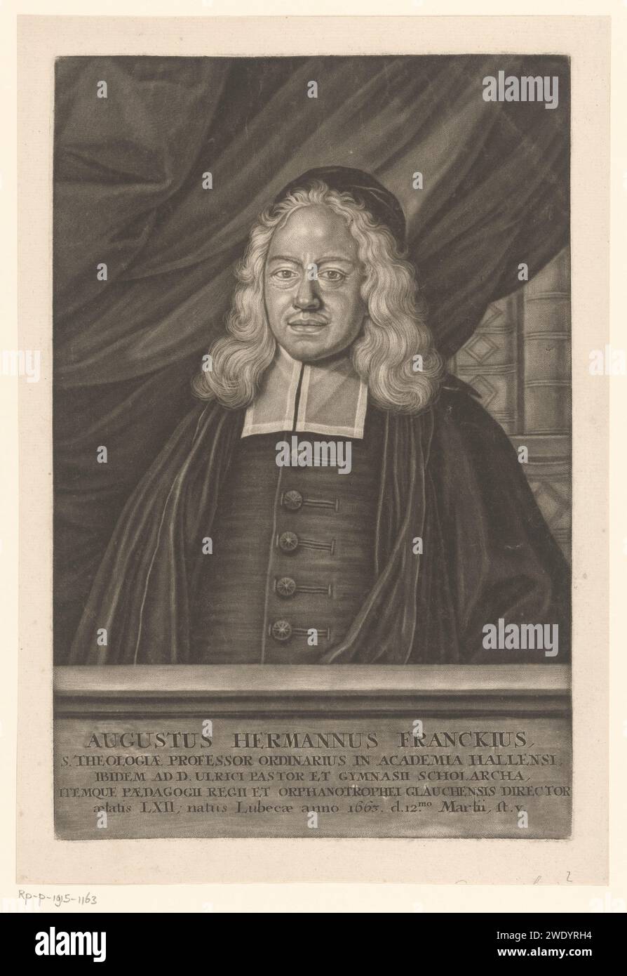 Portrait of August Hermann Francke at the age of 62, Gabriel Bodenehr ...