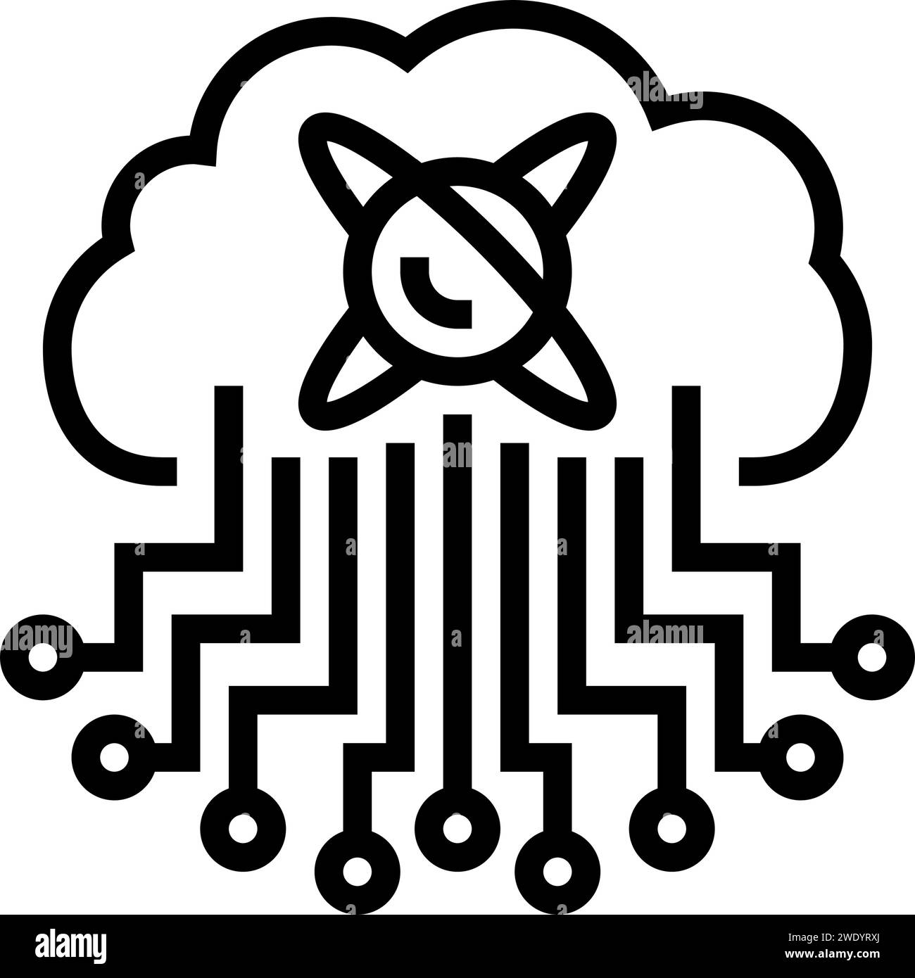 cloud computin quantum technology line icon vector illustration Stock ...