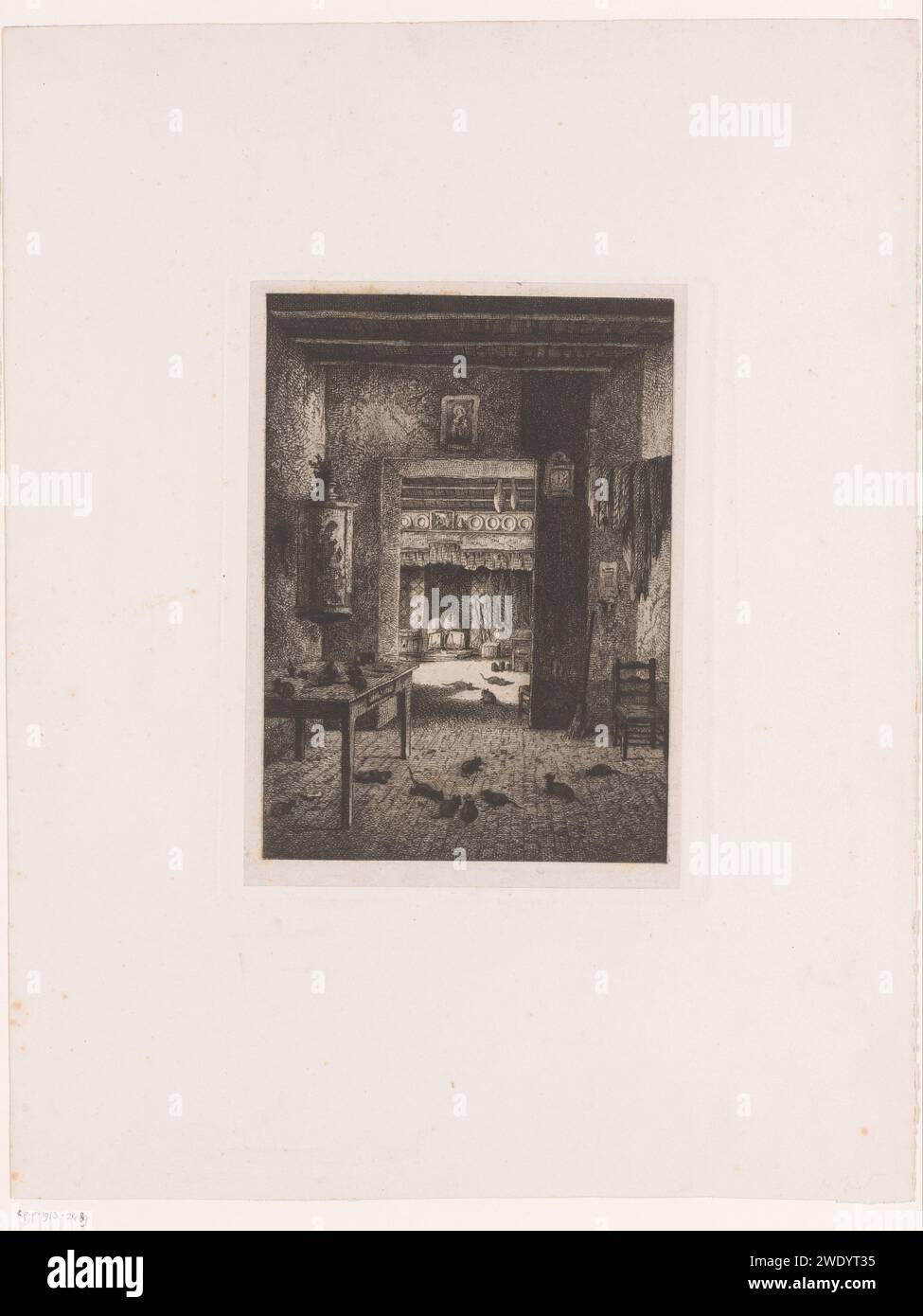Mice in an interior, Emile Puttaert (attributed to), 1874 print paper ...