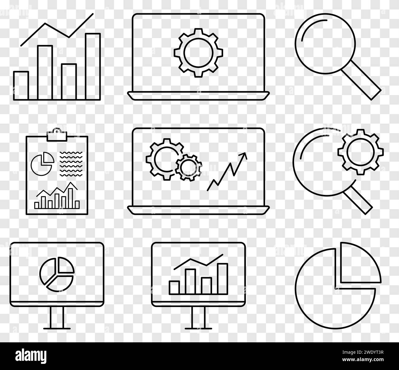 Data Analysis Line Icons Set Design Can Use For Web And Mobile App Vector Illustration