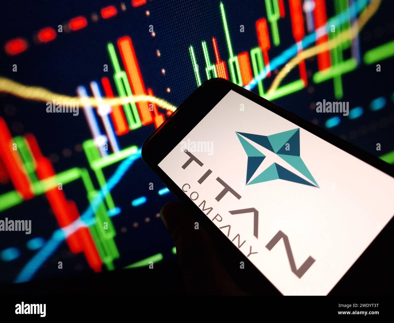 Konskie, Poland - January 22, 2024: Titan Company logo displayed on ...