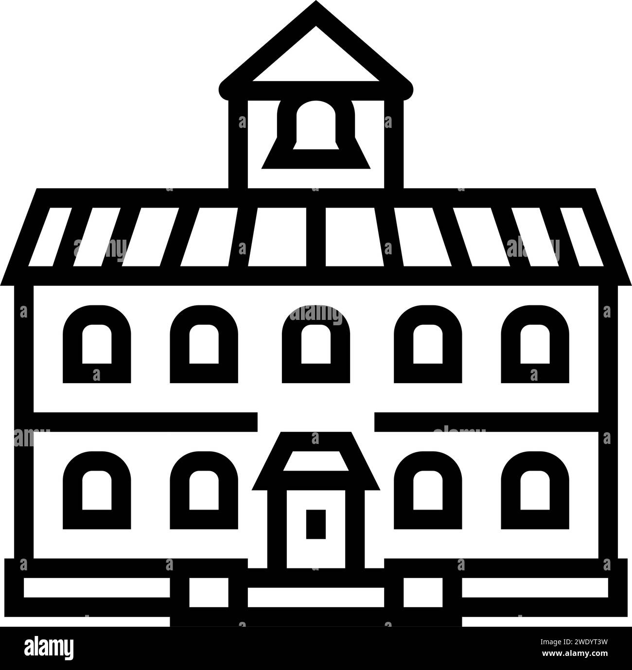 outside school building line icon vector illustration Stock Vector ...