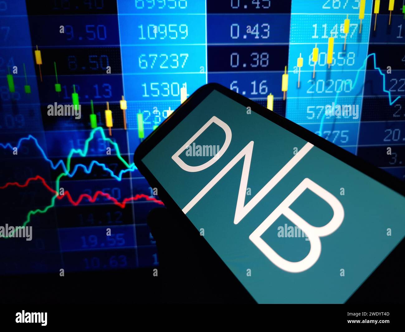 Konskie, Poland - January 22, 2024: DNB company logo displayed on ...