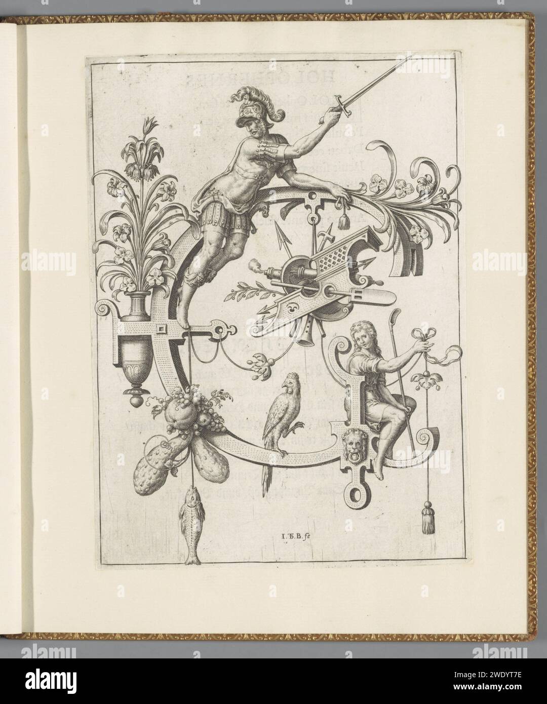 Letter G Met David a Goliath, 1595 print Ornamental letter G awarded ...