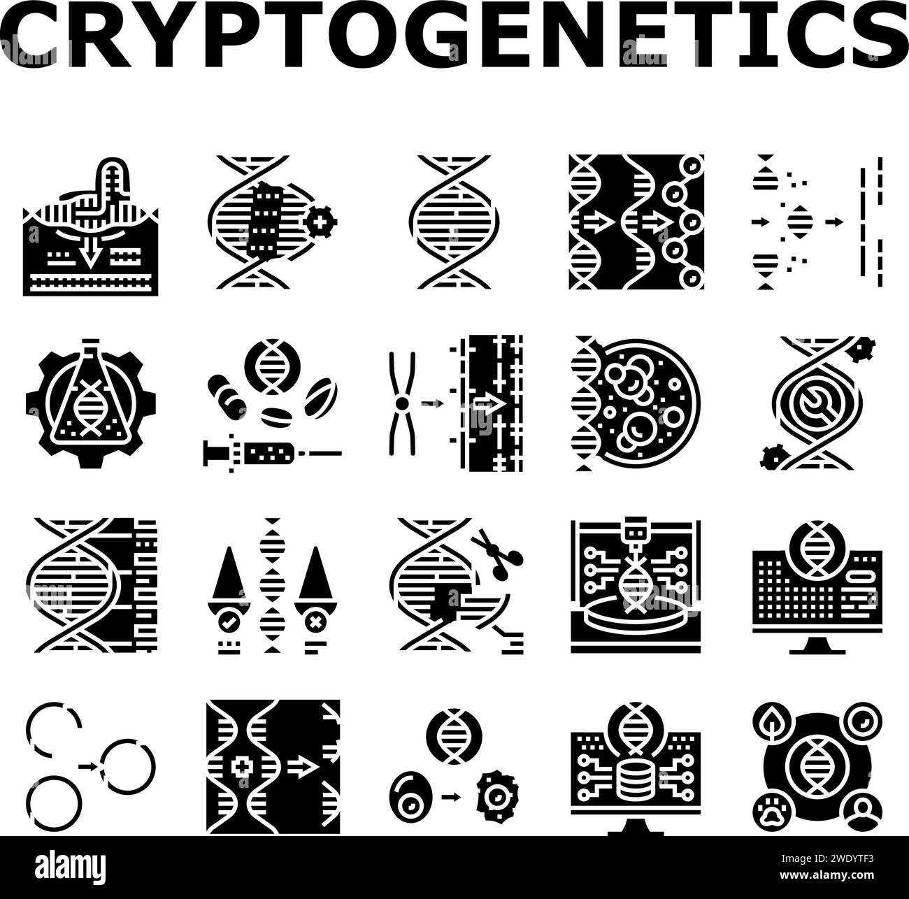 cryptogenetics dna gene helix icons set vector Stock Vector Image & Art ...