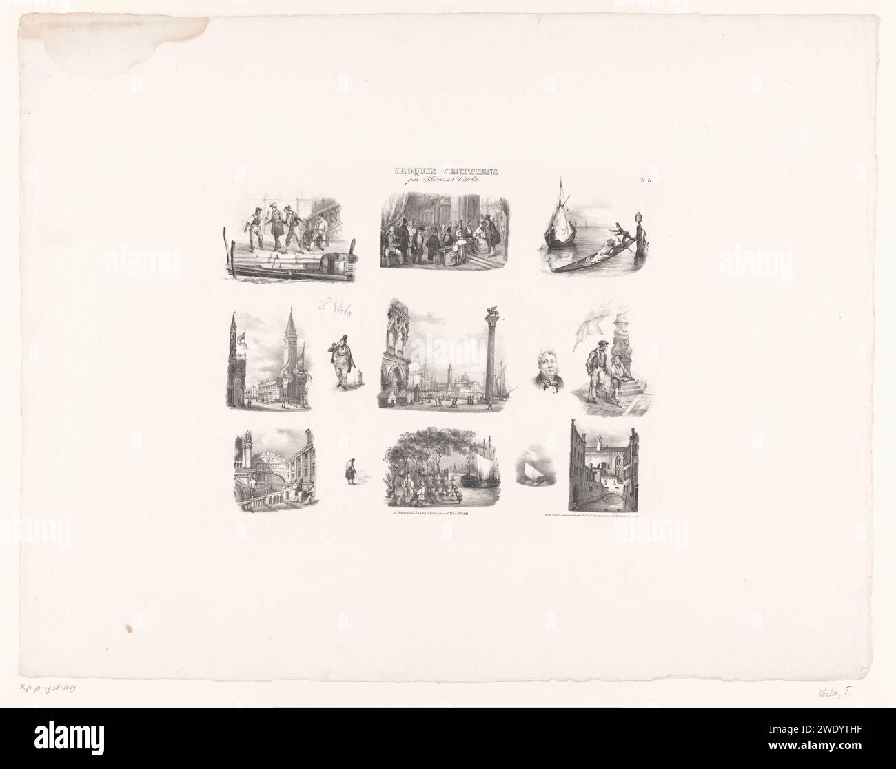 Cityscapes of Venice, Thomas Viola, 1833 print Print with nine faces in ...