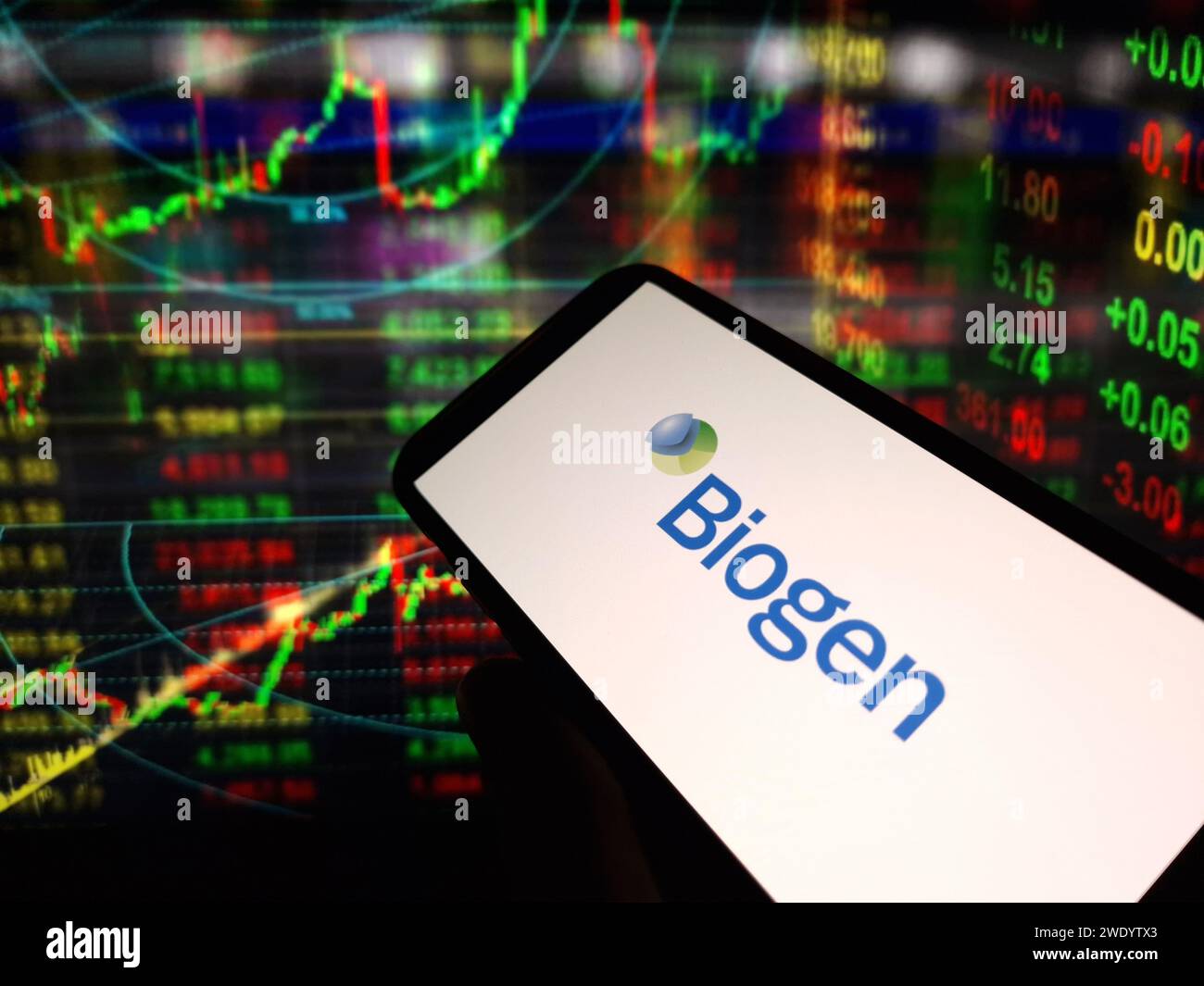 Konskie, Poland - January 22, 2024: Biogen company logo displayed on ...