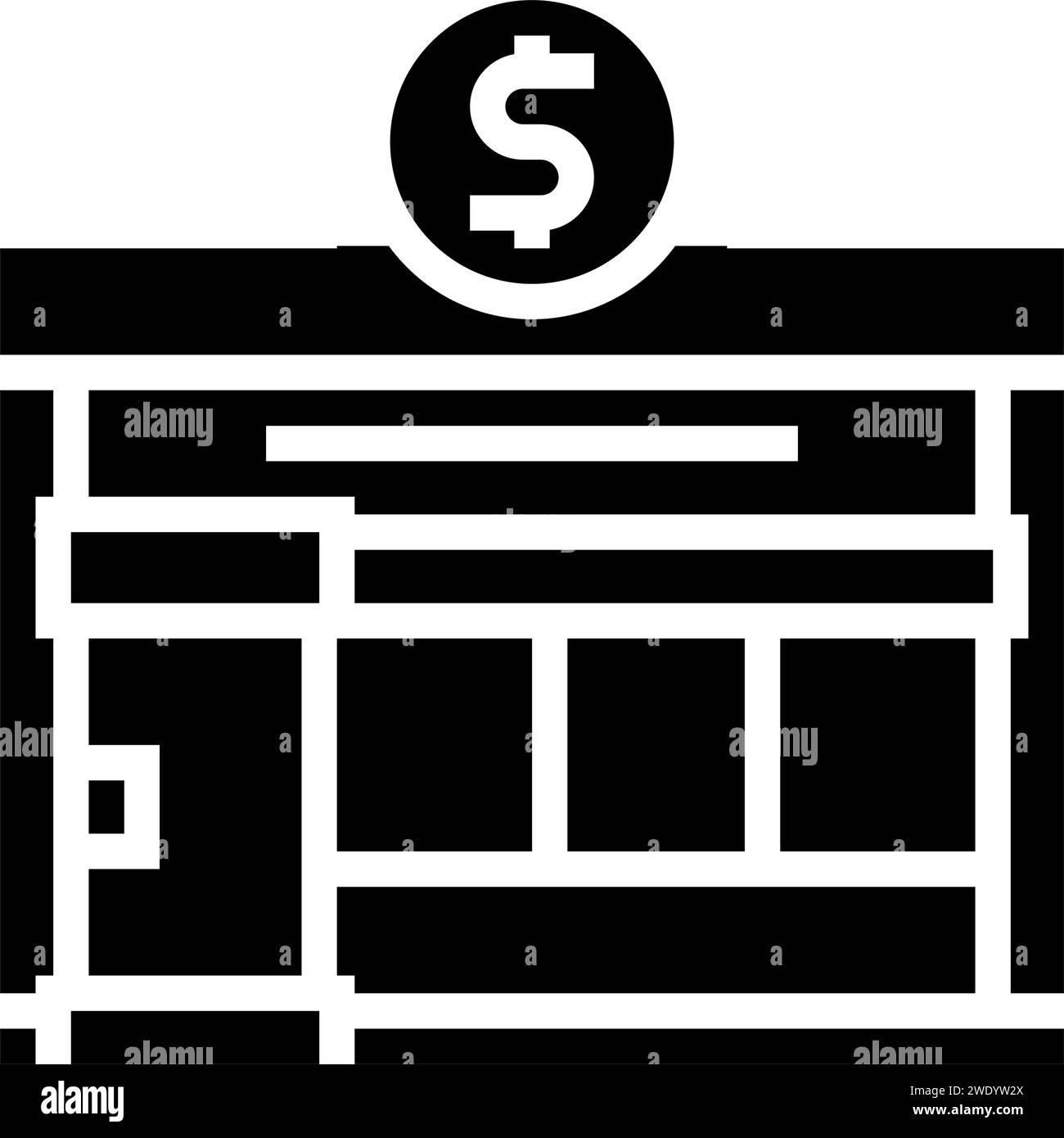 office bank building glyph icon vector illustration Stock Vector Image ...