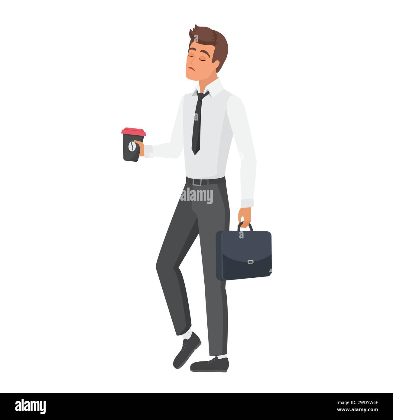 Male office manager with coffee. Walking businessman with briefcase ...