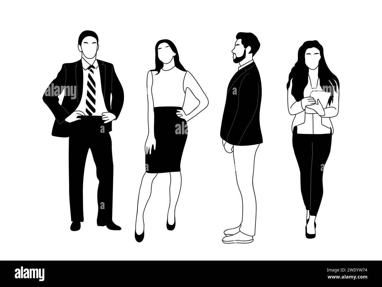 Business people standing vector black on white Stock Vector Image & Art ...