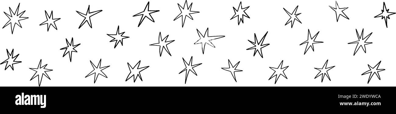 Hand drawn star shapes with crayon and pencil textures. Flat vector ...