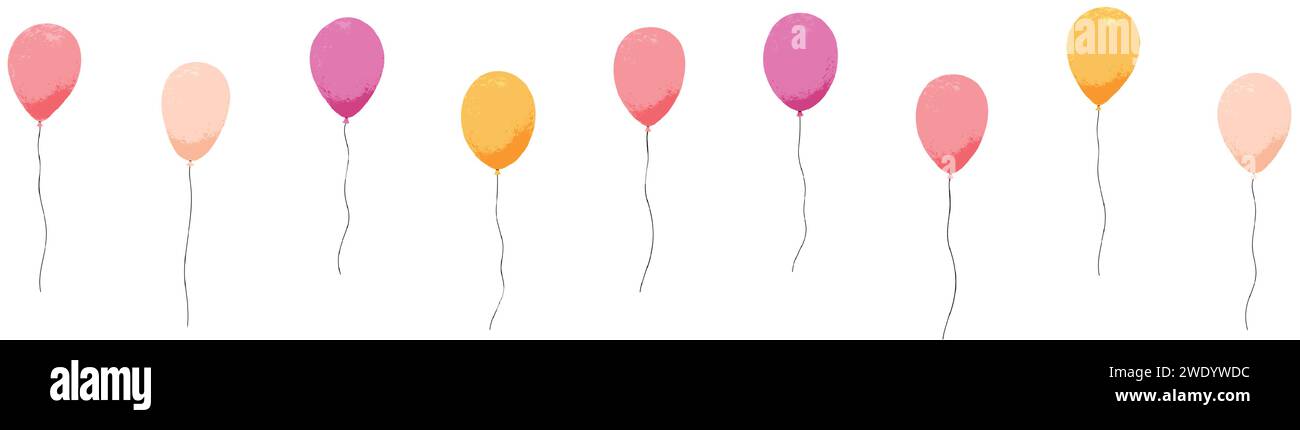 Cartoon balloon bundle with ropes. For birthday celebrations and ...