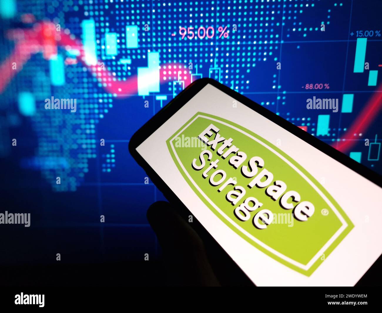 Konskie, Poland - January 22, 2024: Extra Space Storage company logo ...