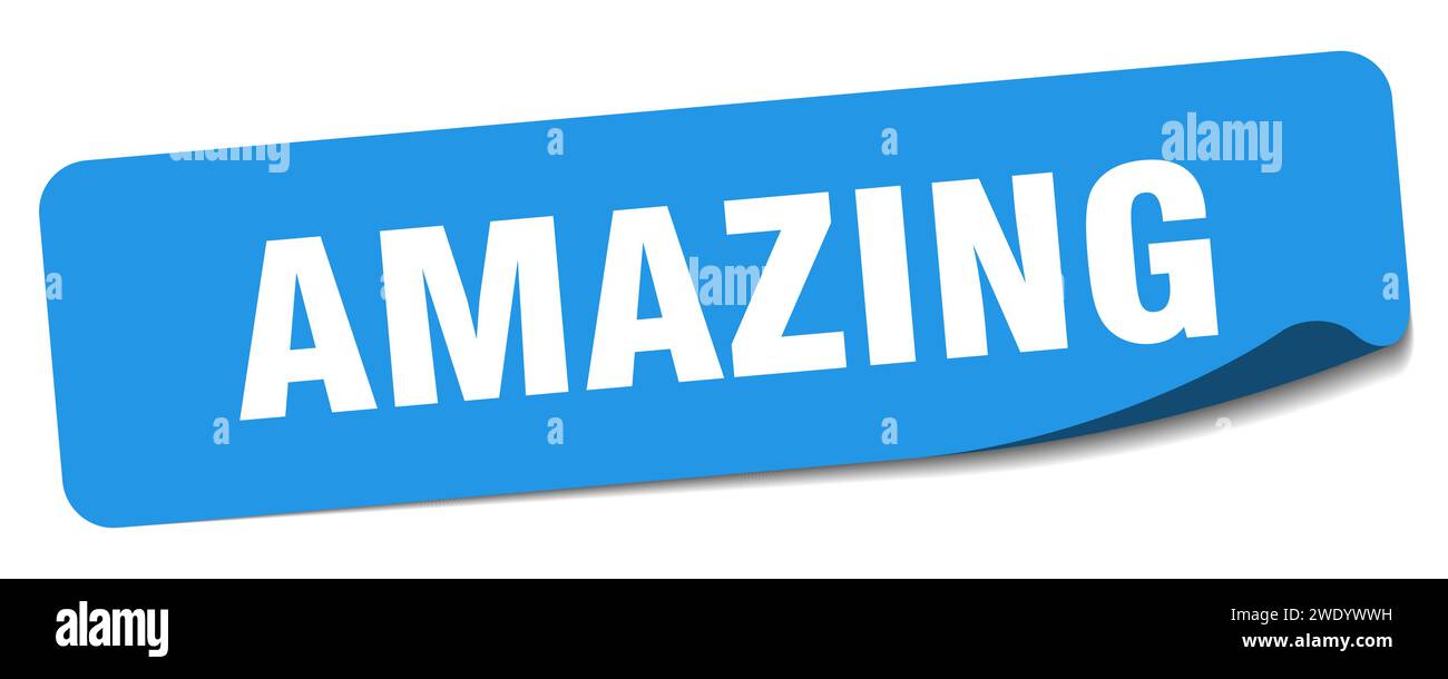 amazing sticker. amazing rectangular label isolated on white background ...