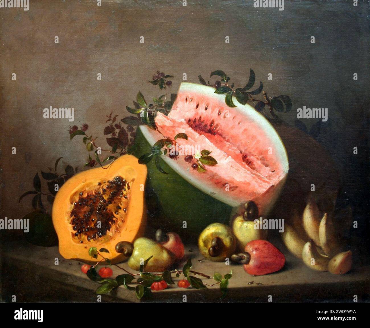 Agostinho da Mota - Mamão e melancia, 1860 Stock Photo - Alamy