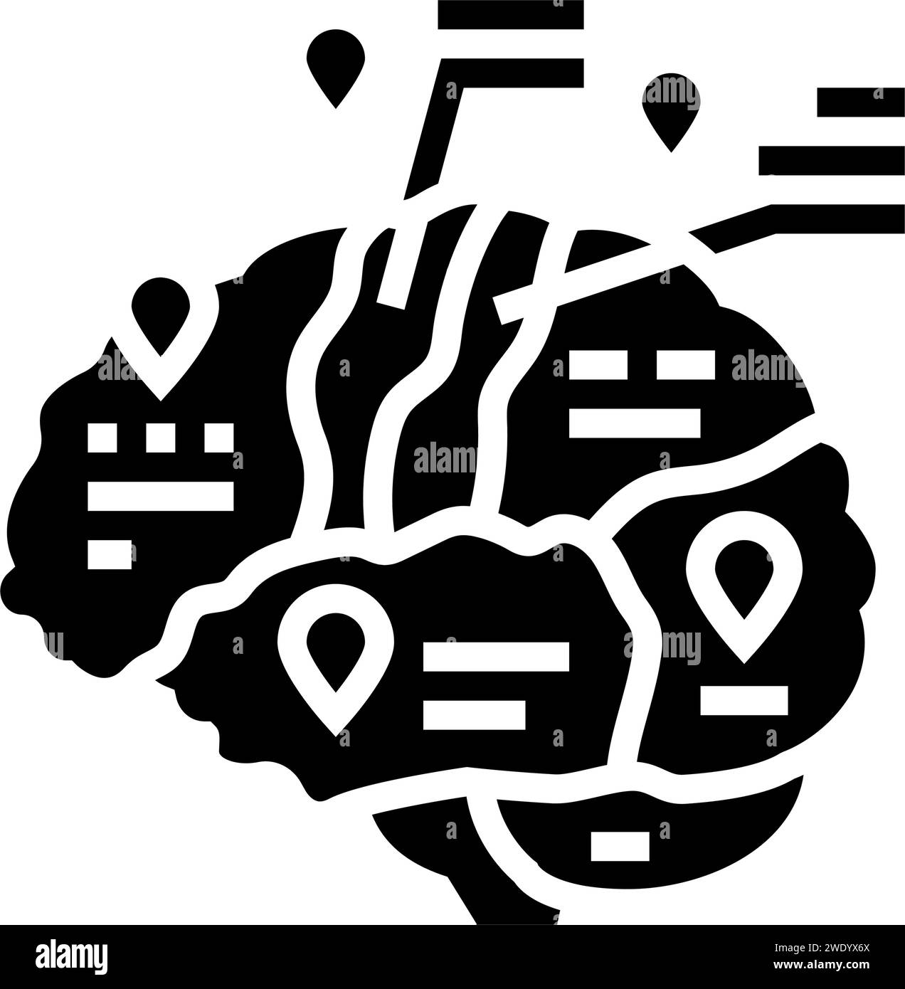 Brain Mapping Neuroscience Neurology Glyph Icon Vector Illustration