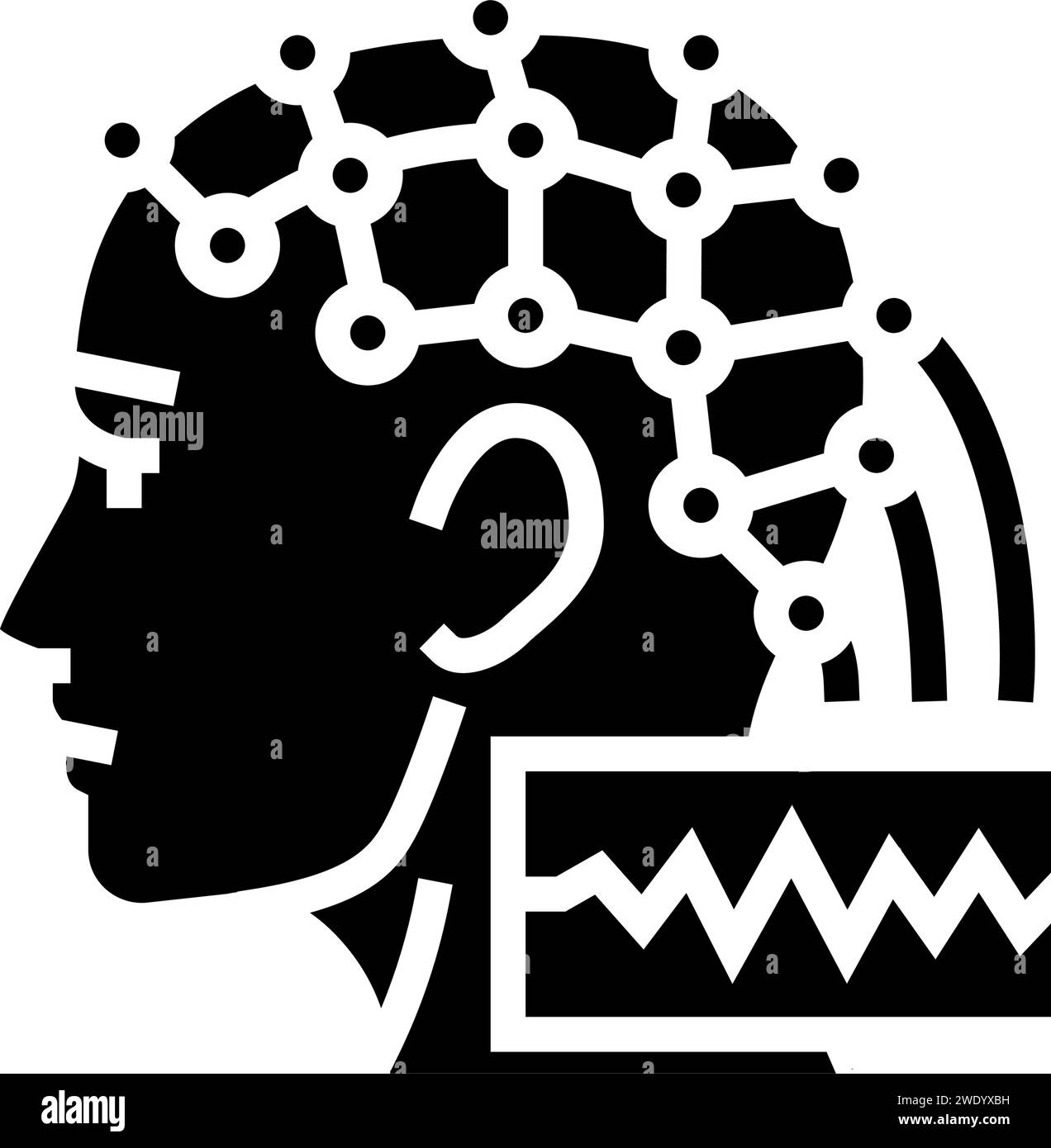 eeg monitoring neuroscience neurology glyph icon vector illustration ...