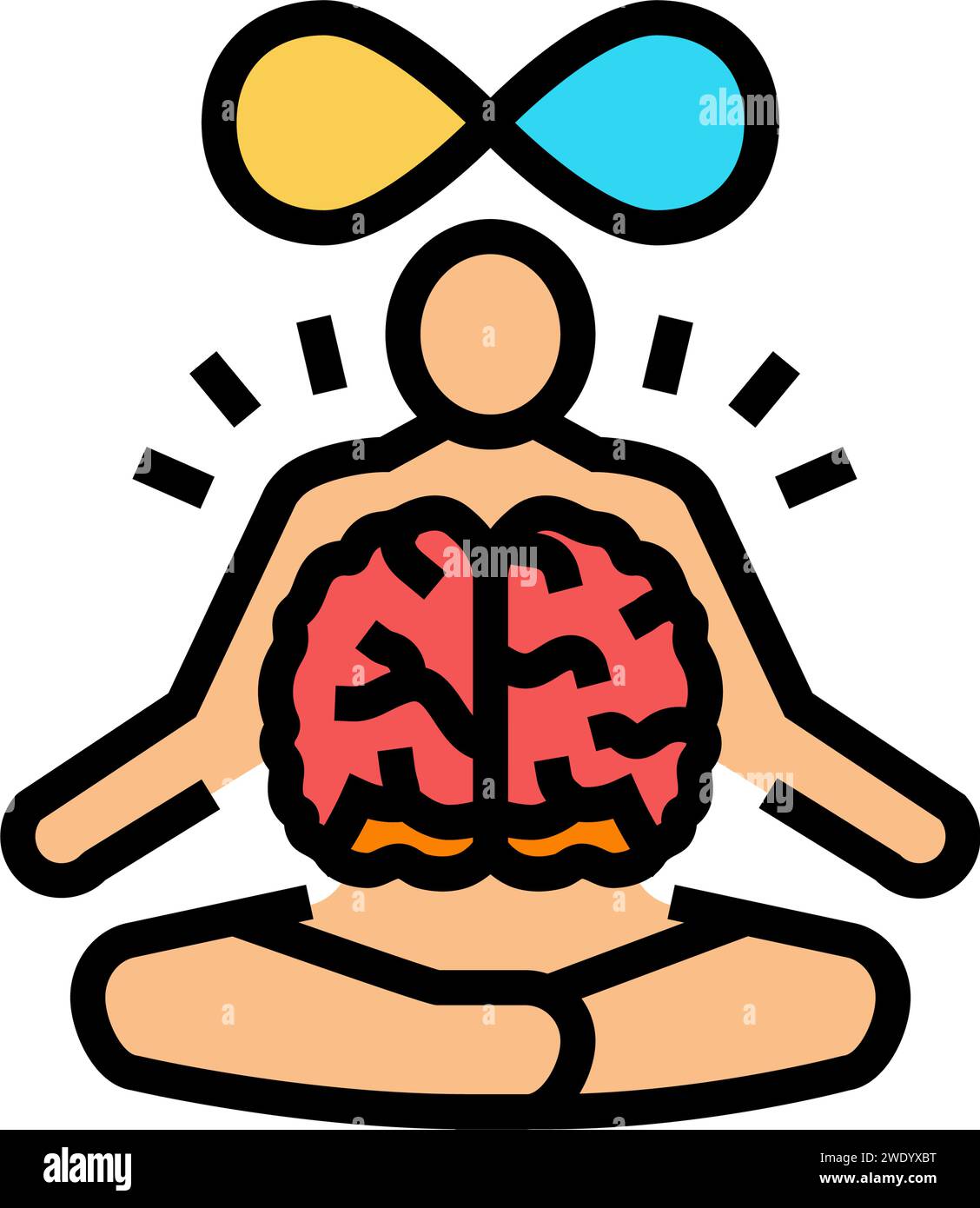 mind body connection neuroscience neurology color icon vector ...