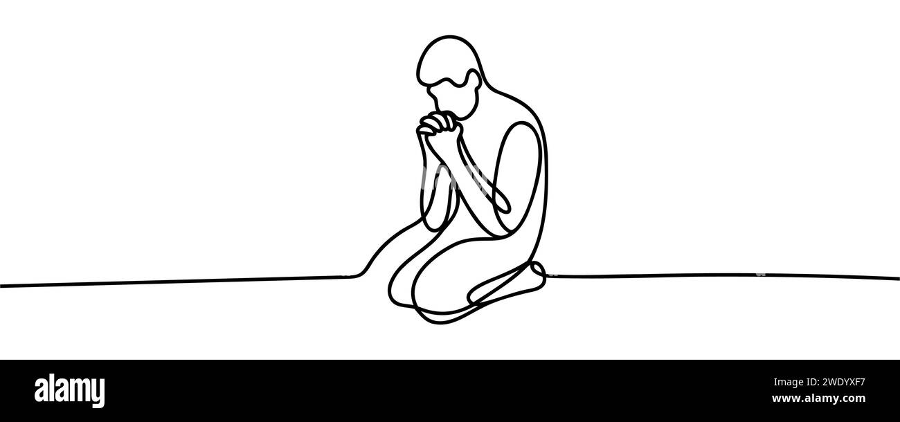 Man praying on his knees Stock Vector Images - Alamy