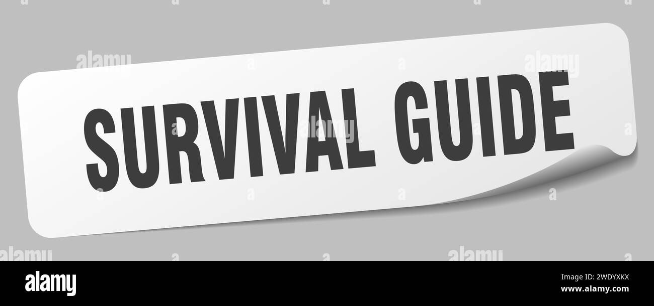 survival guide sticker. survival guide rectangular label isolated on ...