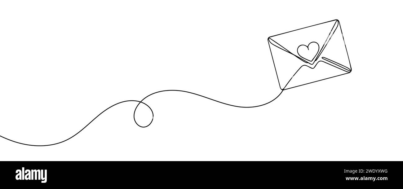 Continuous line drawing paper letter with heart Stock Vector Image ...