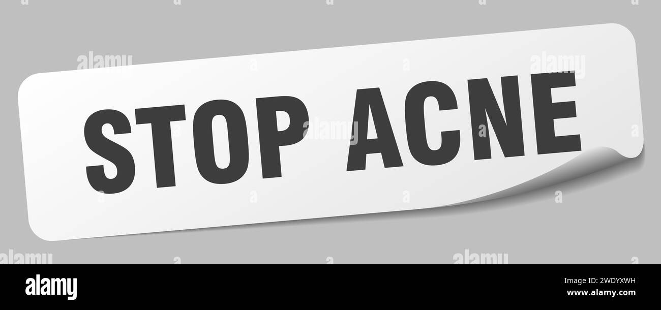 stop acne sticker. stop acne rectangular label isolated on white ...