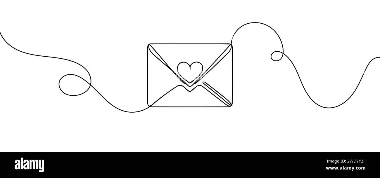 Continuous line drawing paper letter with heart Stock Vector Image ...