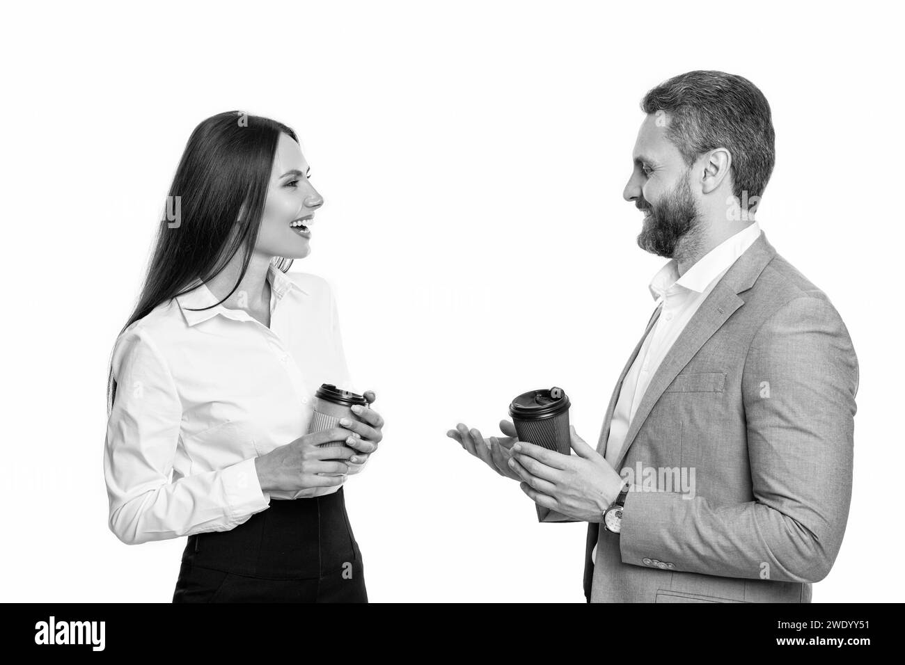 happy business colleagues at coffee break in studio. business ...
