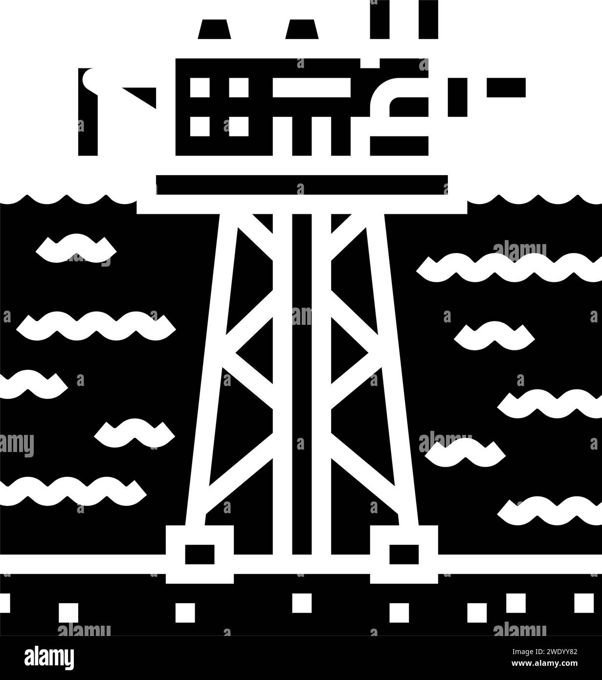 offshore drilling oil industry glyph icon vector illustration Stock ...
