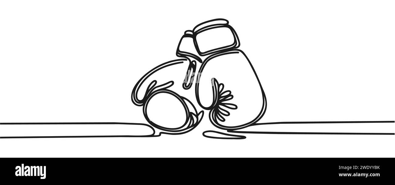 Continuous one line drawing of boxing gloves Stock Vector Image & Art ...