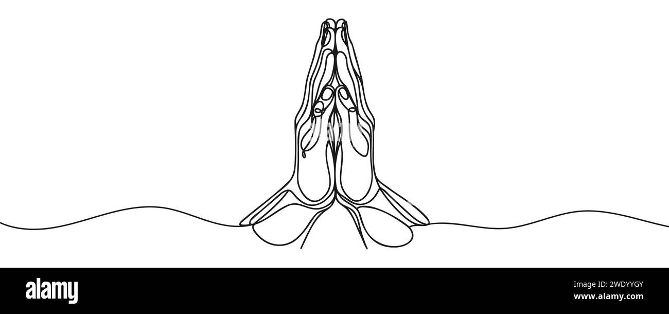 Continuous one line drawing of human hands folded in prayer Stock ...