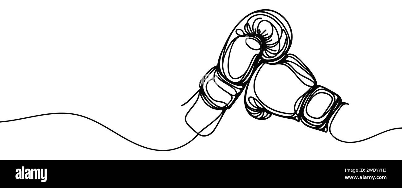 Continuous one line drawing of boxing gloves Stock Vector Image & Art ...