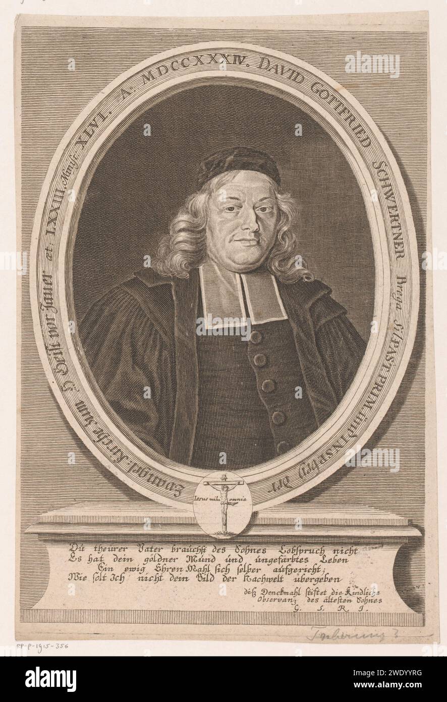Portrait van David Gottfried Schwertner, Johann Tscherning (Possibly ...